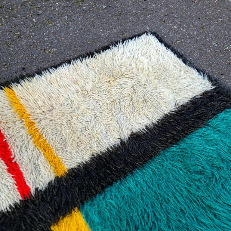 Piet Mondrian Style Rya Wool Rug For Sale at 1stDibs