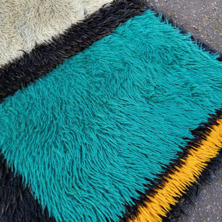 Piet Mondrian Style Rya Wool Rug For Sale at 1stDibs