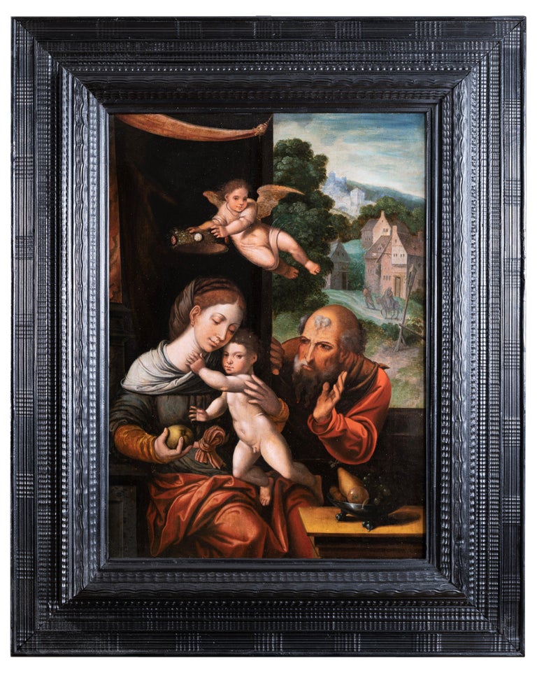 16th c. Flemish school - Holy family - workshop Pieter Coecke Van Aelst For Sale at 1stDibs