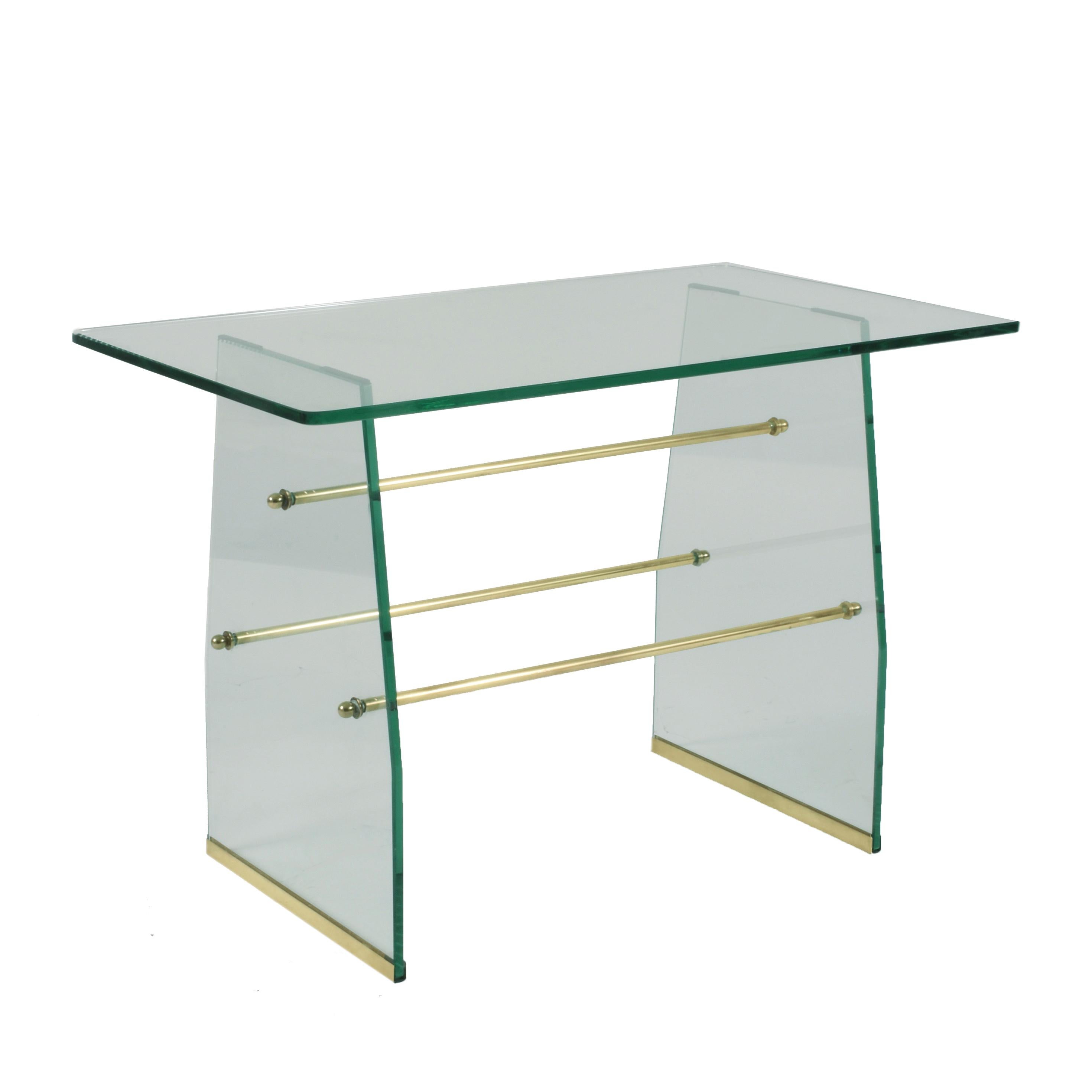 Pietro Chiesa Glass and Brass Italian Cocktail Table for Fontana Arte ...