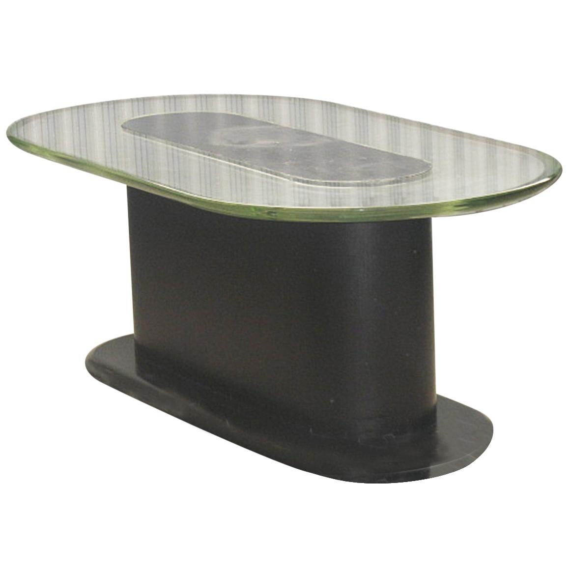 Midcentury Large Coffee Table with Extraordinary Thick Glass by ...