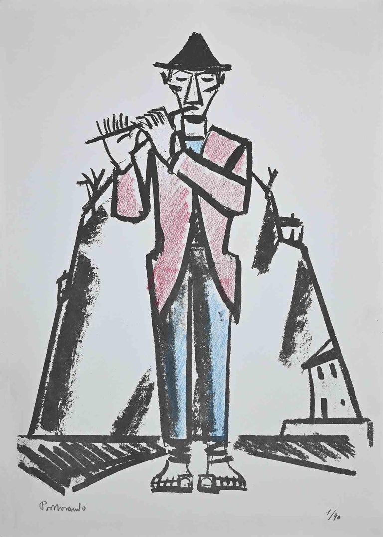 Pietro Morando - The Shepherd - Original Lithograph by Pietro Morando ...