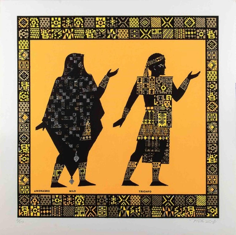 Pietro Zuffi - Amonasro Nile and triumph-Original Lithograph by Pietro ...