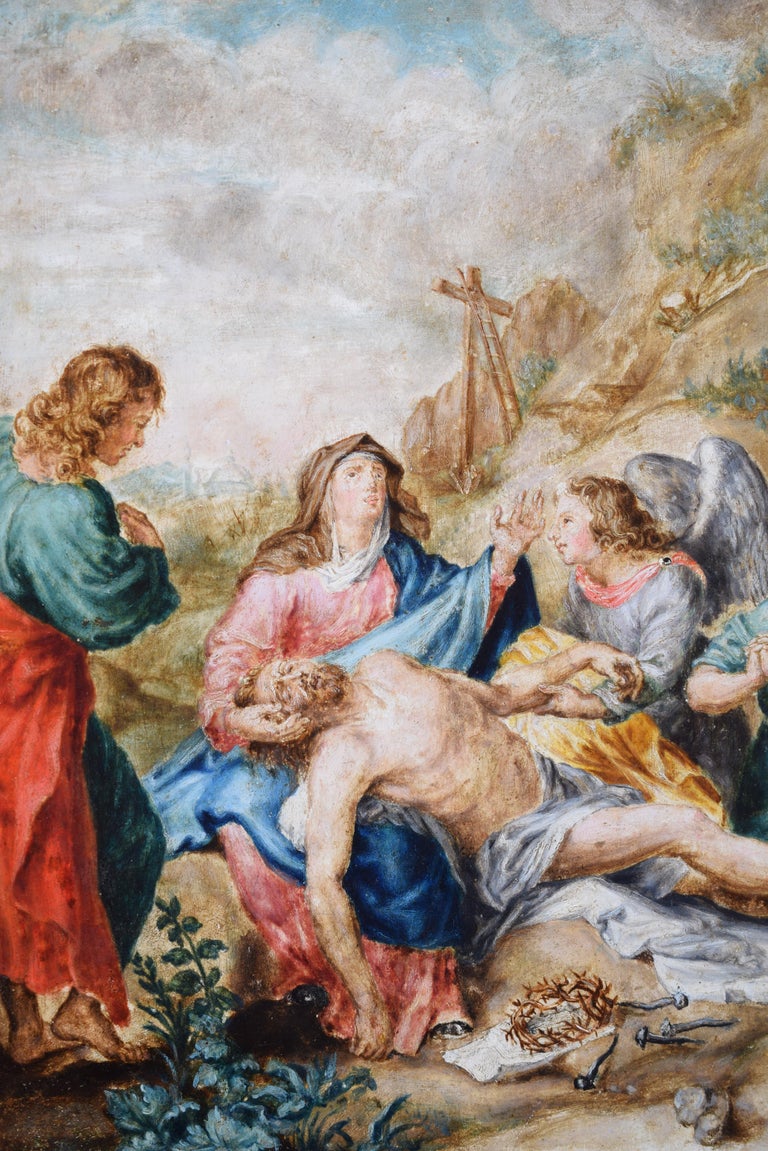 "Piety". Oil on Board. Italian School, 18th Century For Sale at 1stDibs