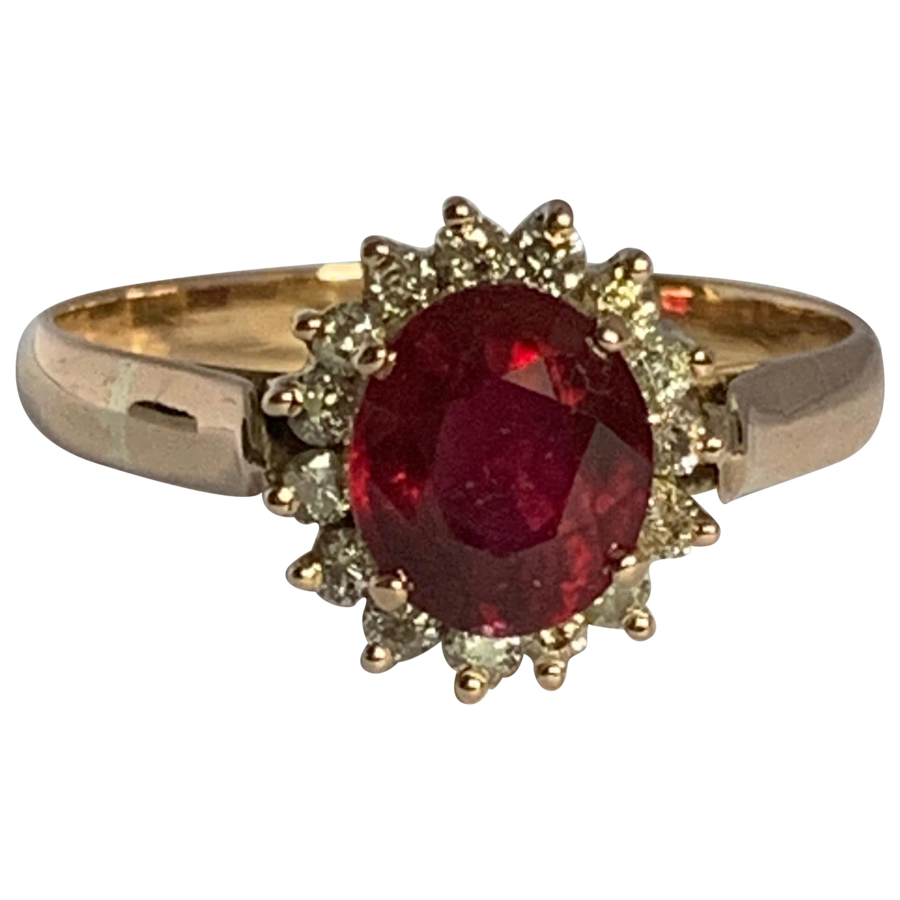 Pigeon blood color Ruby and Diamond Ring at 1stDibs