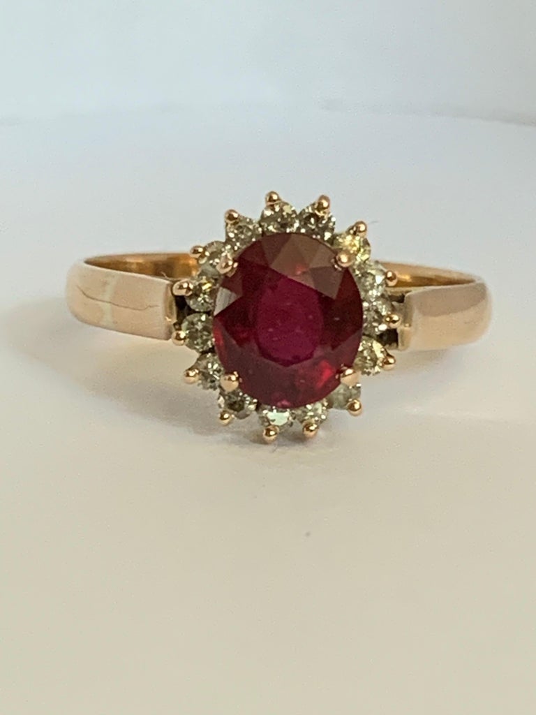 Pigeon blood color Ruby and Diamond Ring at 1stDibs