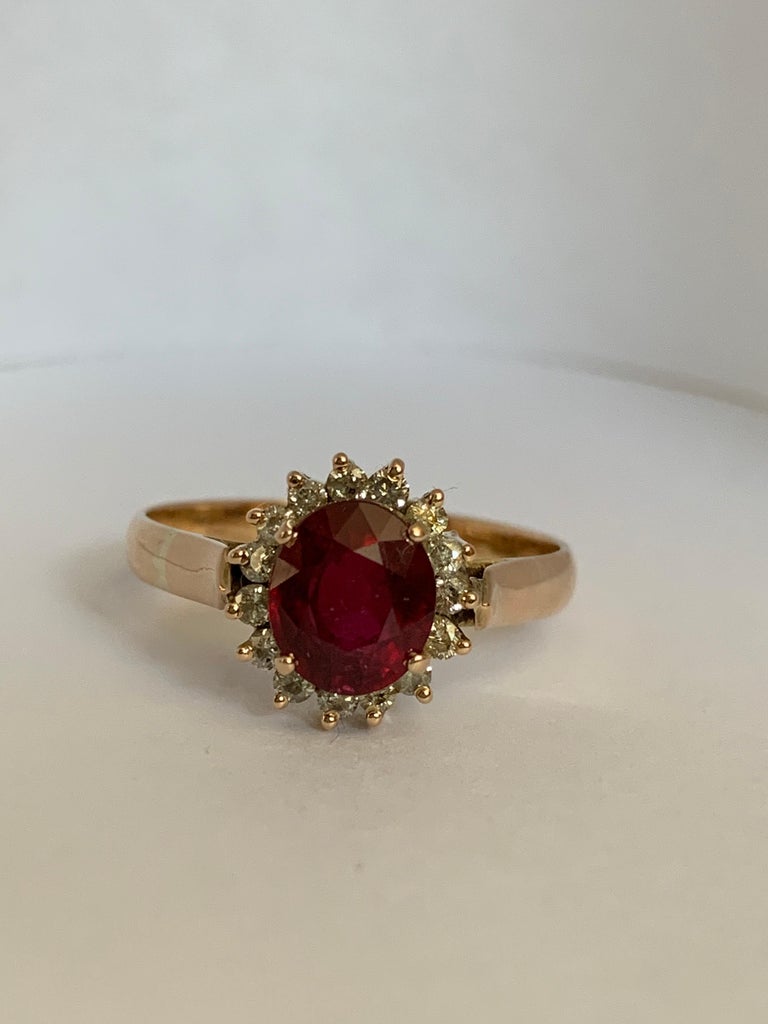 Pigeon blood color Ruby and Diamond Ring at 1stDibs