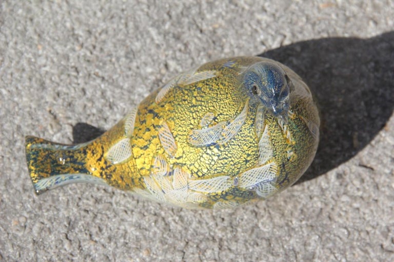 Pigeon Murano Art Glass Green Gold White Blue Zanfirico AVEM Design ...