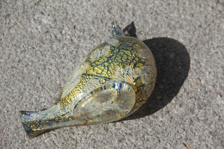Pigeon Murano Art Glass Green Gold White Blue Zanfirico AVEM Design ...