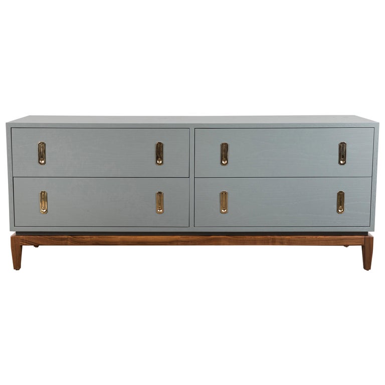Pigmented Oak and Carved Walnut 4-Drawer Arcadia Chest by Lawson ...