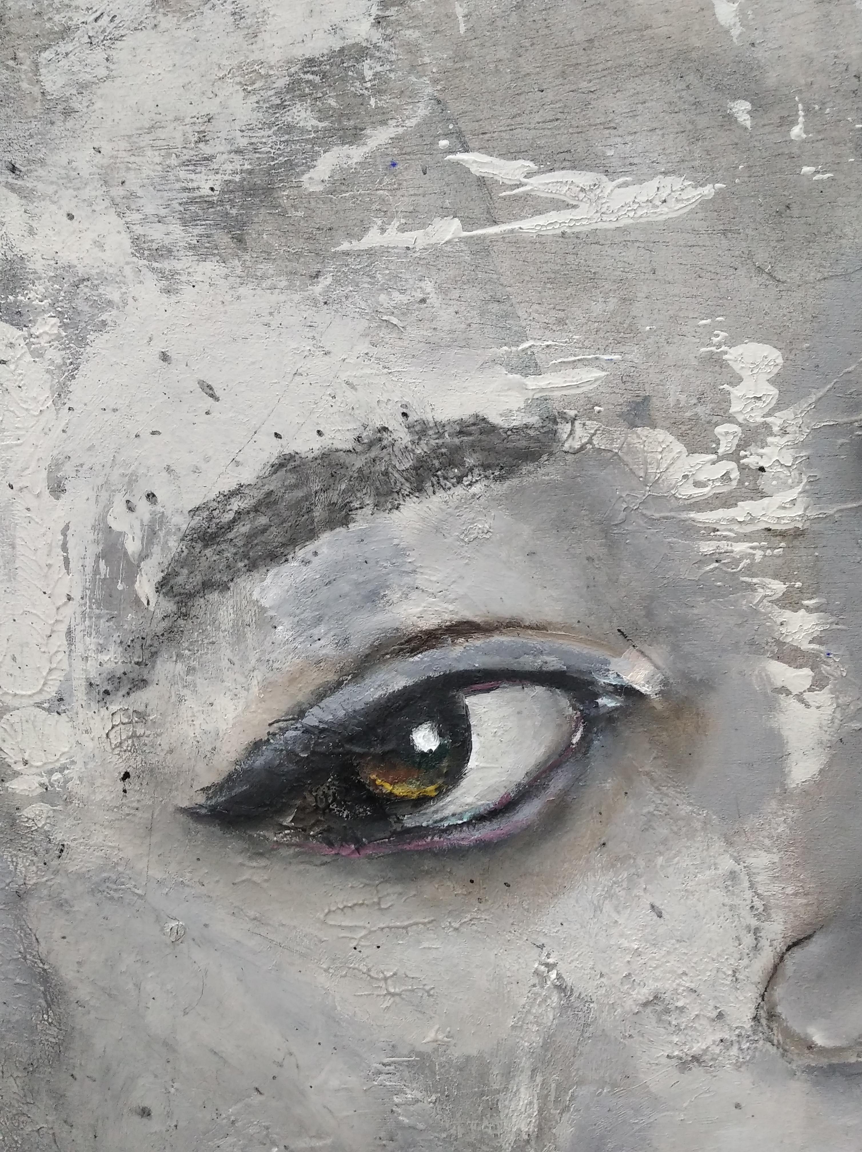 Pilar Correa - young woman 2. Canvas acrylic painting For Sale at 1stDibs