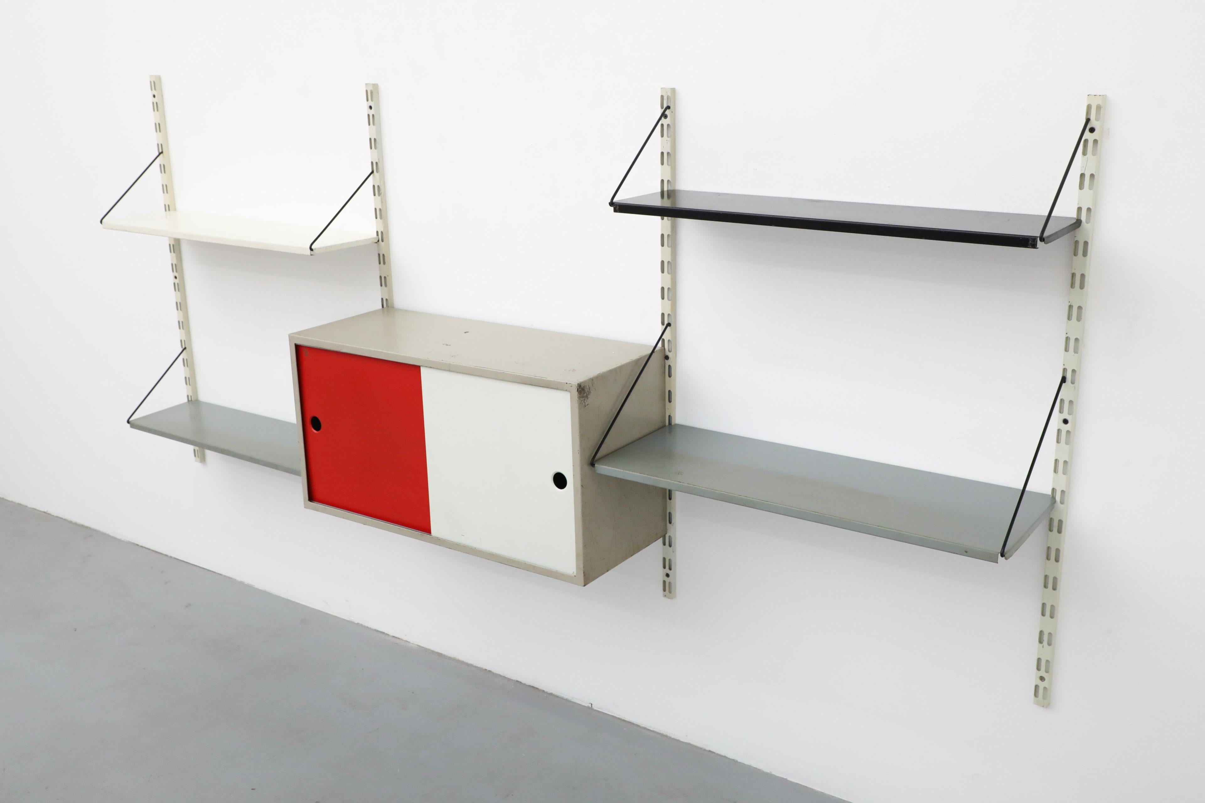 Pilastro Adjustable Metal Shelving Unit w/ Red and White Cabinet and ...