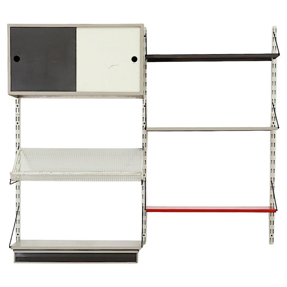 Pilastro Two Section Enameled Metal Wall Unit with Desk For Sale at 1stDibs