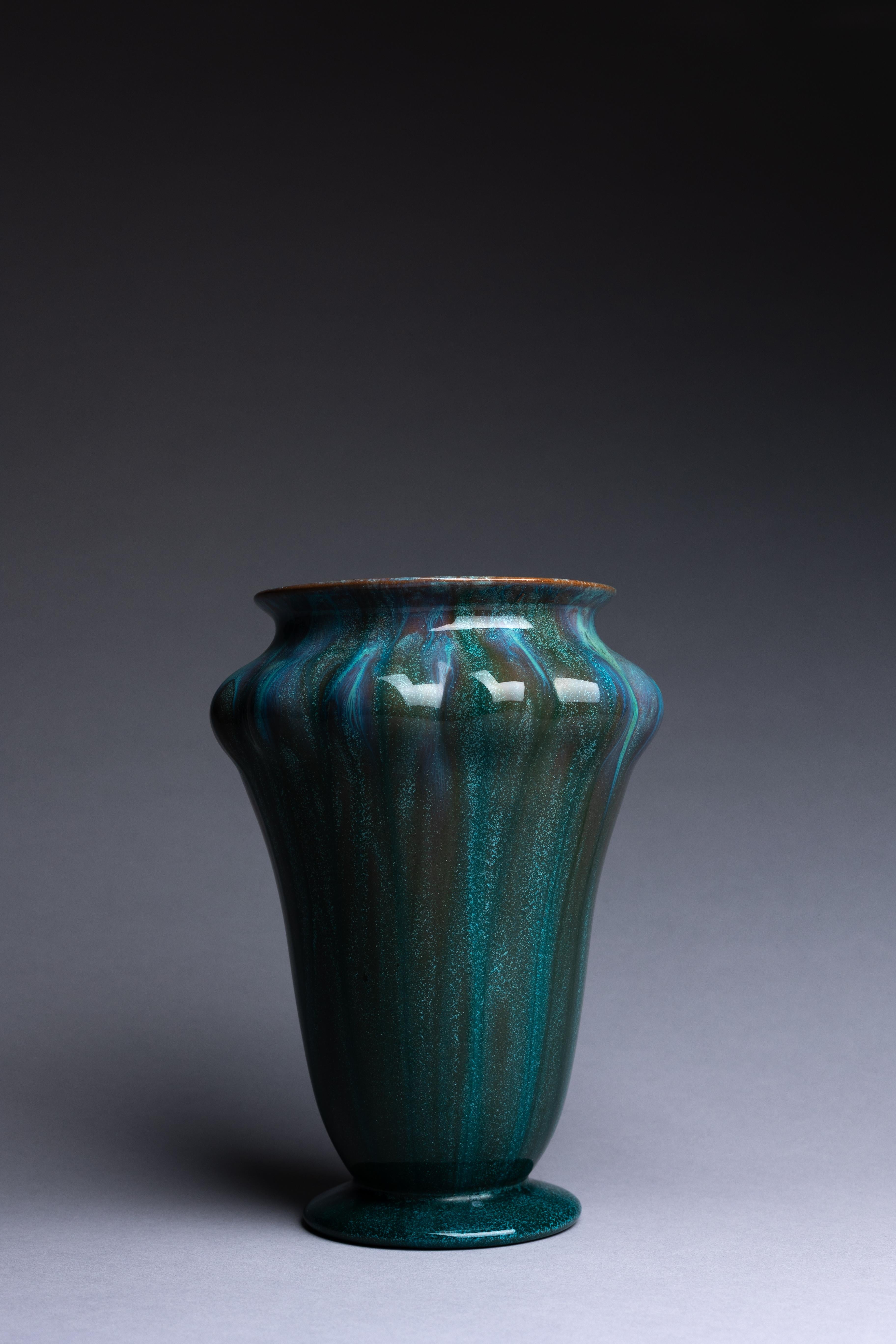 Pilkingtons Art Pottery Blue Crystalline Glaze Vase For Sale at 1stDibs