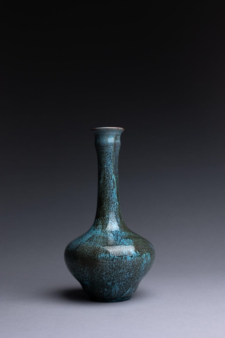 Pilkingtons Art Pottery Blue Glaze Bottle Vase For Sale at 1stDibs