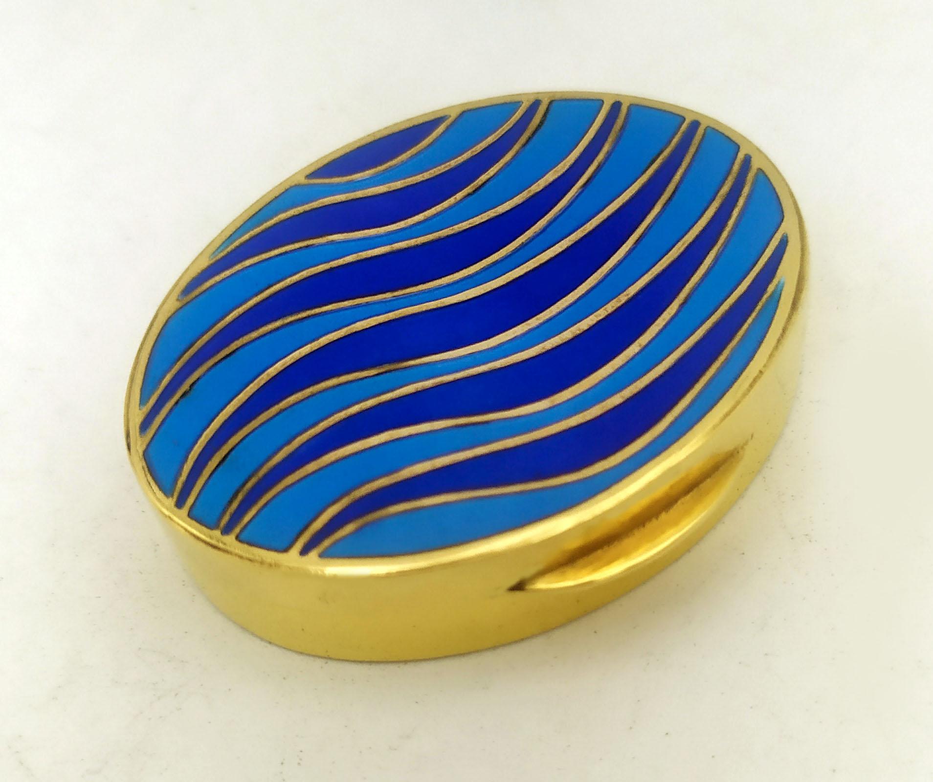Pill box two-tone Art Deco design fired enameled Sterling Silver ...