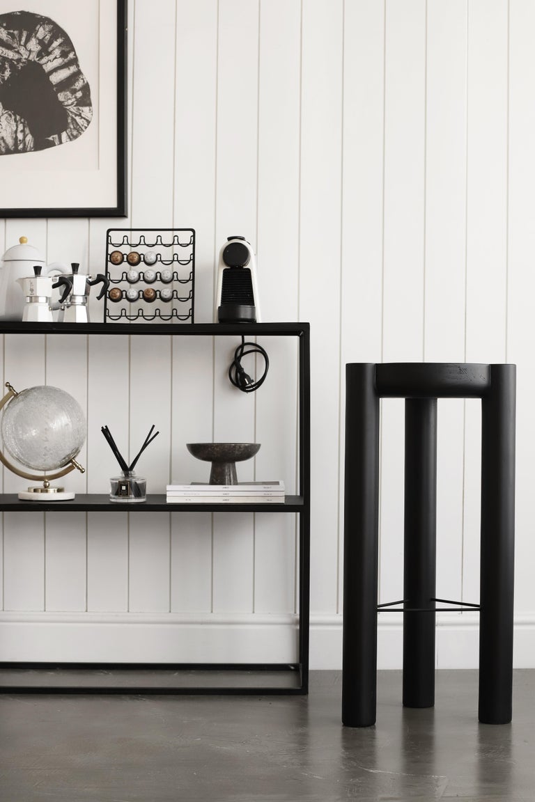 Pillar Bar Stool 3 Legged Wood and Lacquered, Black For Sale at 1stDibs ...