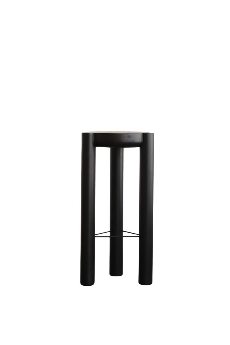 Pillar Bar Stool 3 Legged Wood and Lacquered, Black For Sale at 1stDibs ...