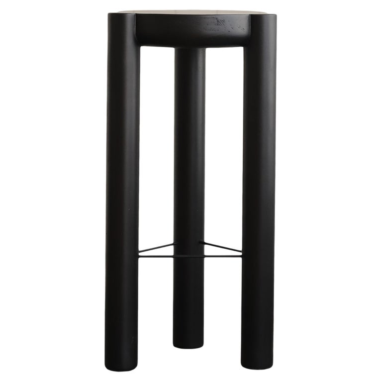 Pillar Bar Stool 3 Legged Wood and Lacquered, Black For Sale at 1stDibs ...