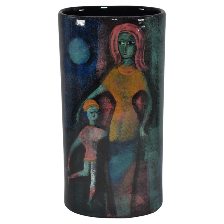 Pillin Studio Pottery Vintage Art Deco Hand Painted Women and Children ...