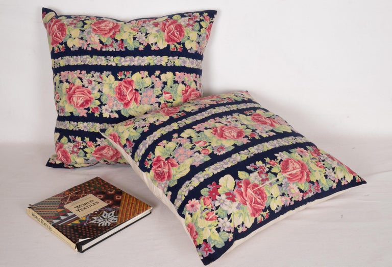 Pillow Cases Made from Mid-20th Century Russian Cotton Printed Textile ...