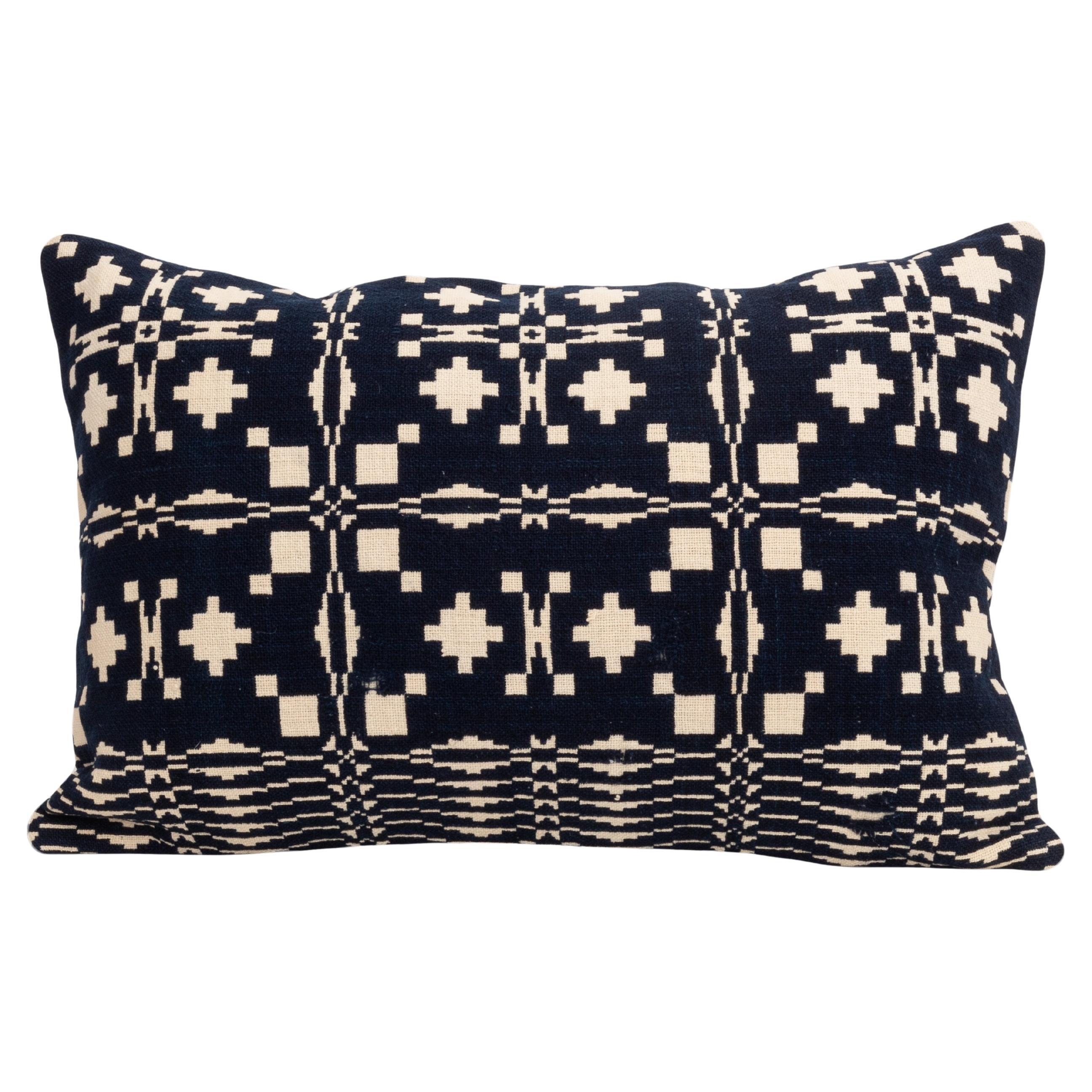 Pillowcase Made from a 19th C. American Linen Coverlet For Sale at 1stDibs