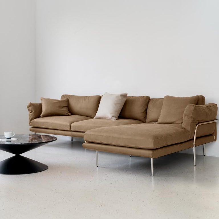 Pillowy Incline Sofa with Full-Grain and Vegan Leather Options For Sale ...