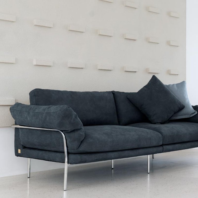 Pillowy Incline Sofa with Full-Grain and Vegan Leather Options For Sale ...