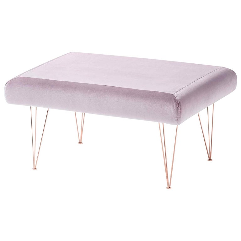 Pills Pink Rectangular Pouf with Copper Legs For Sale at 1stDibs