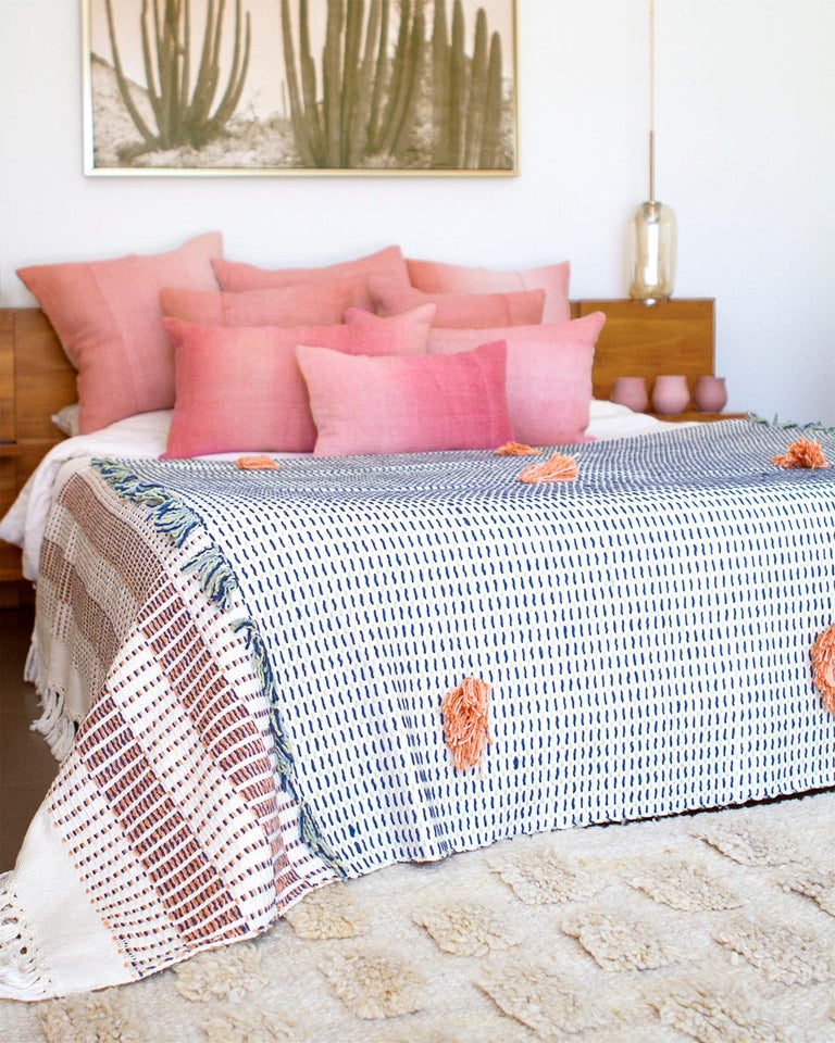 Pima Cotton Handwoven Throw Macrame Accent Natural Dye in Apricot, in ...