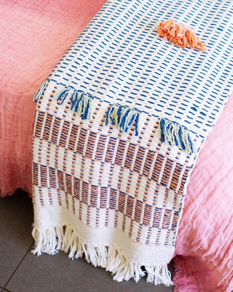 Pima Cotton Handwoven Throw Macrame Accent Natural Dye in Apricot, in ...