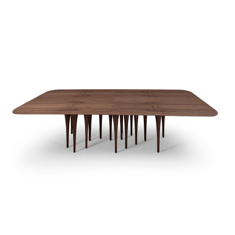Pin Dining Table with Veneered Walnut Table Top and 12 Legs, 98" For ...