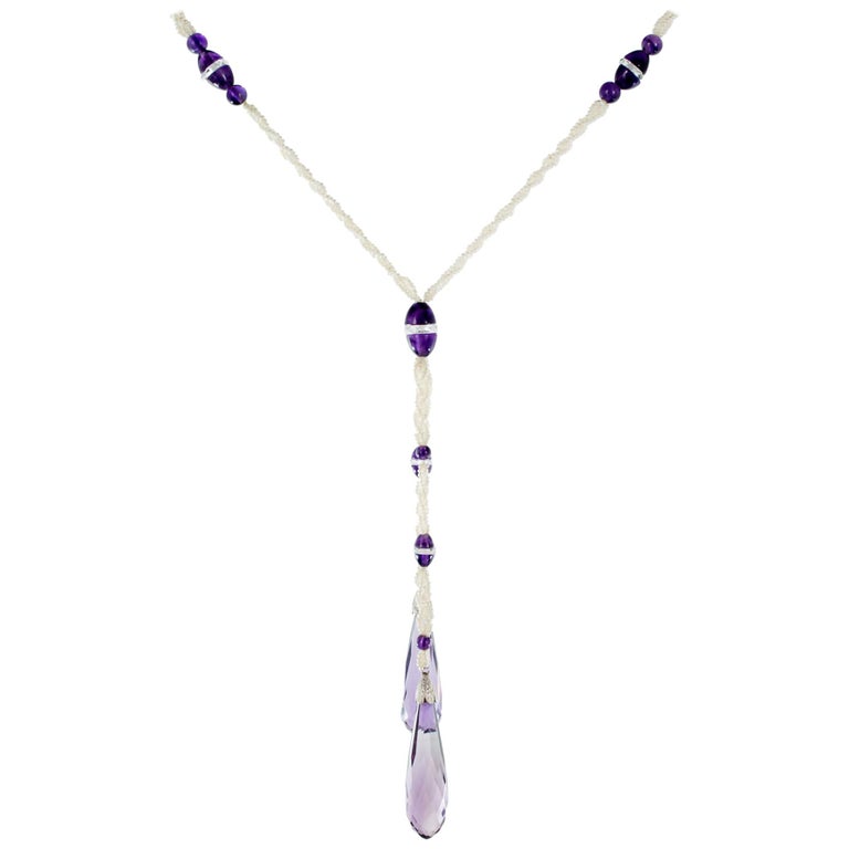 Pinctada Salt Water Pearl Briolette Amethyst Art Deco Style Drop ...