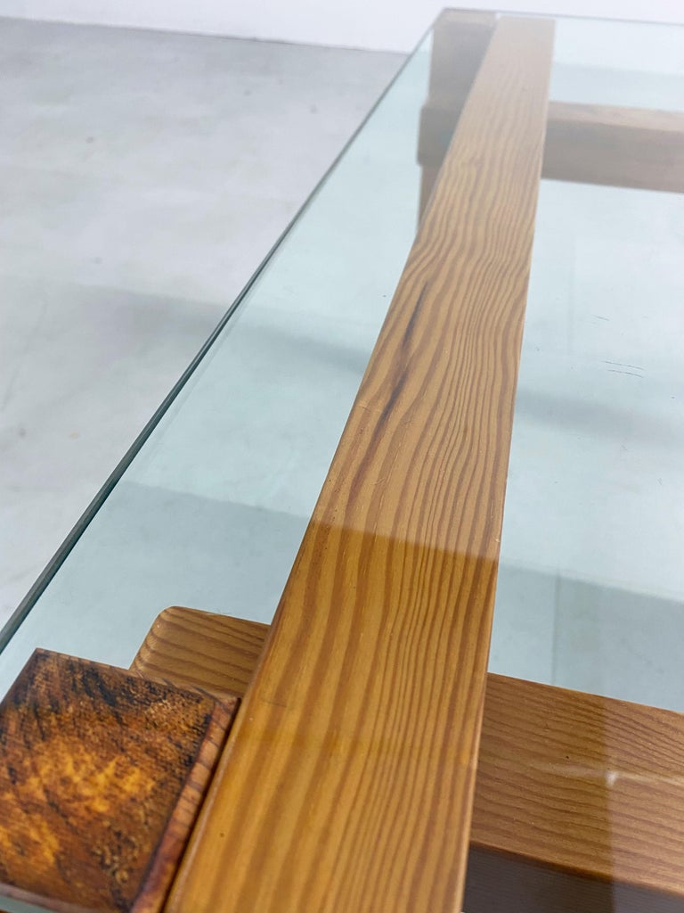 Pine and Glass Coffee Table by John Makepeace, England, c.1970 at 1stDibs