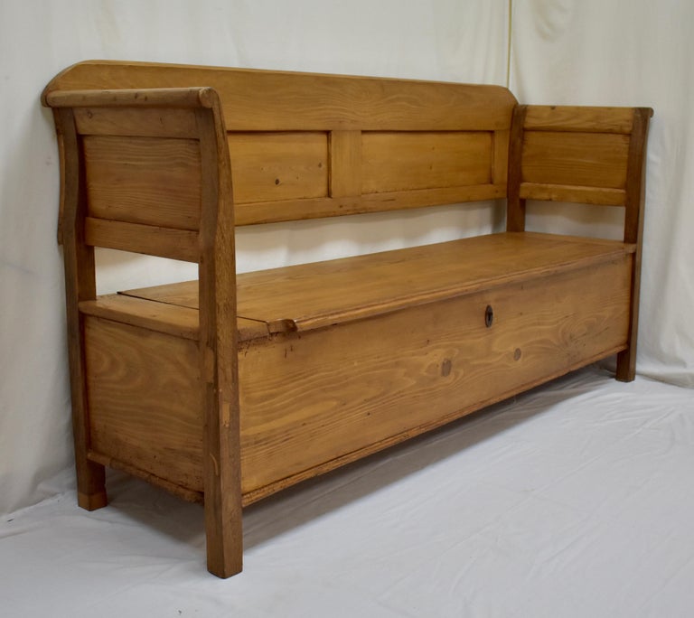 Pine and Oak Storage Bench at 1stDibs