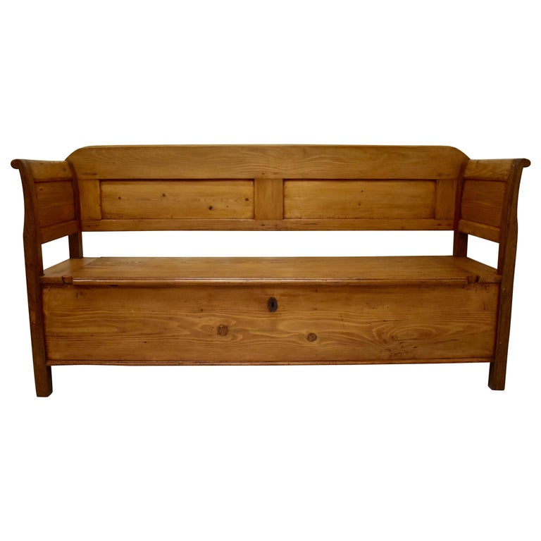 Pine and Oak Storage Bench at 1stDibs