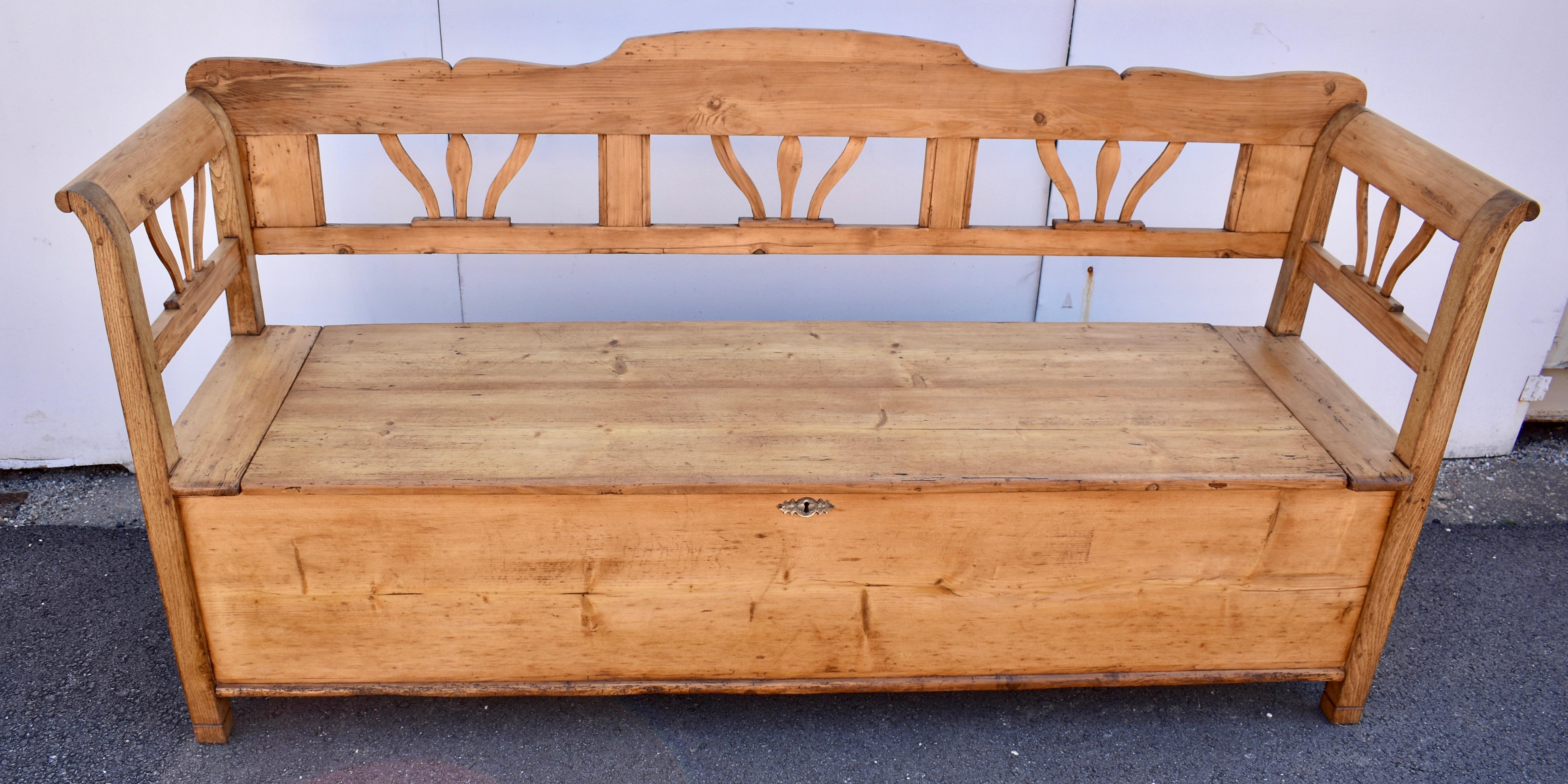 Pine and Oak Storage Bench or Settle at 1stDibs
