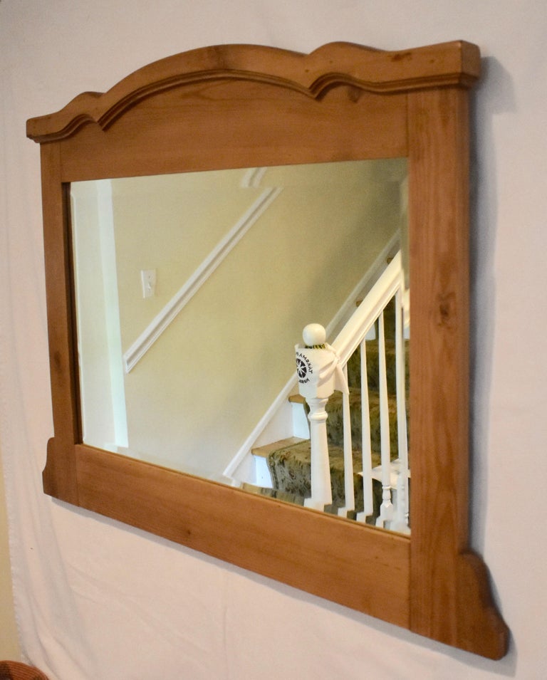 Pine Beveled Glass Over-Mantle or Wall Mirror at 1stDibs