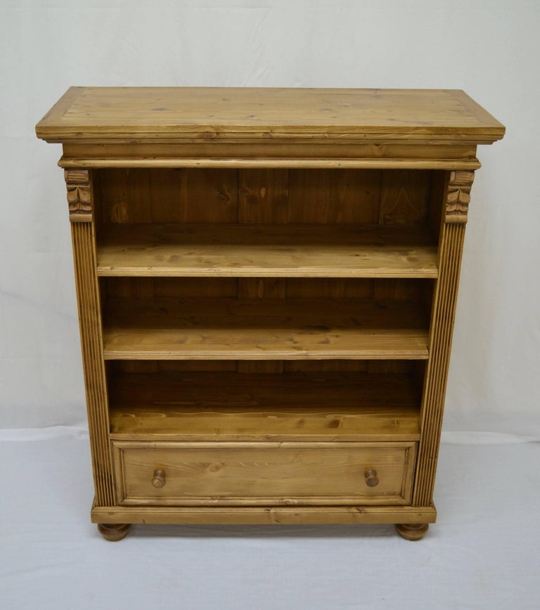 Pine Bookcase with Drawer at 1stDibs