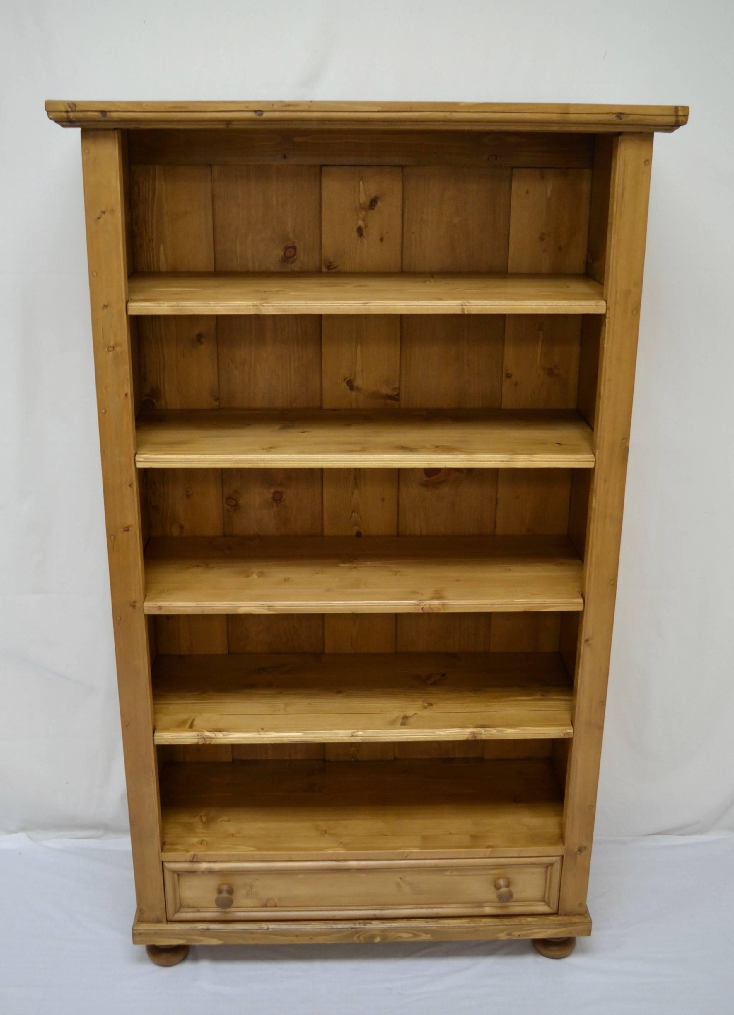 Pine Bookcase with Drawer at 1stDibs