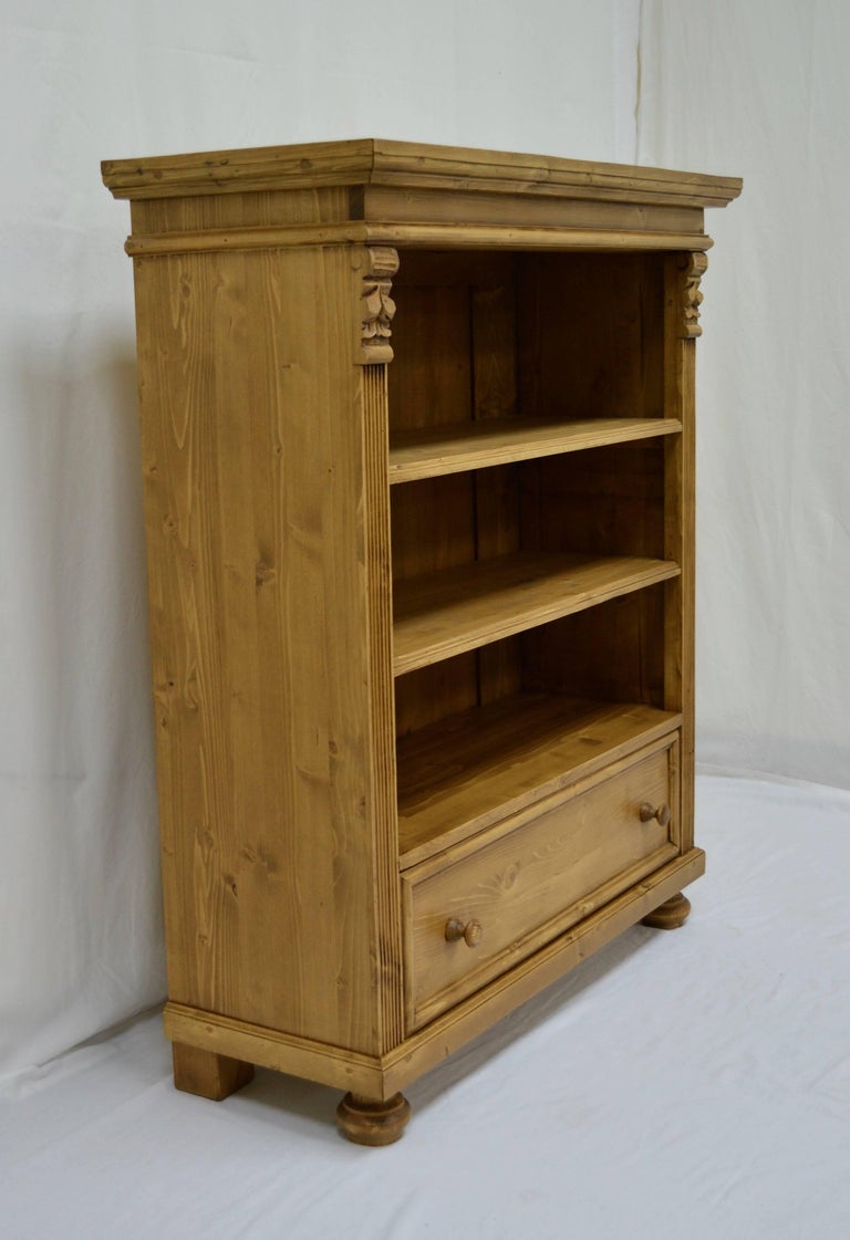 Pine Bookcase with Drawer at 1stDibs