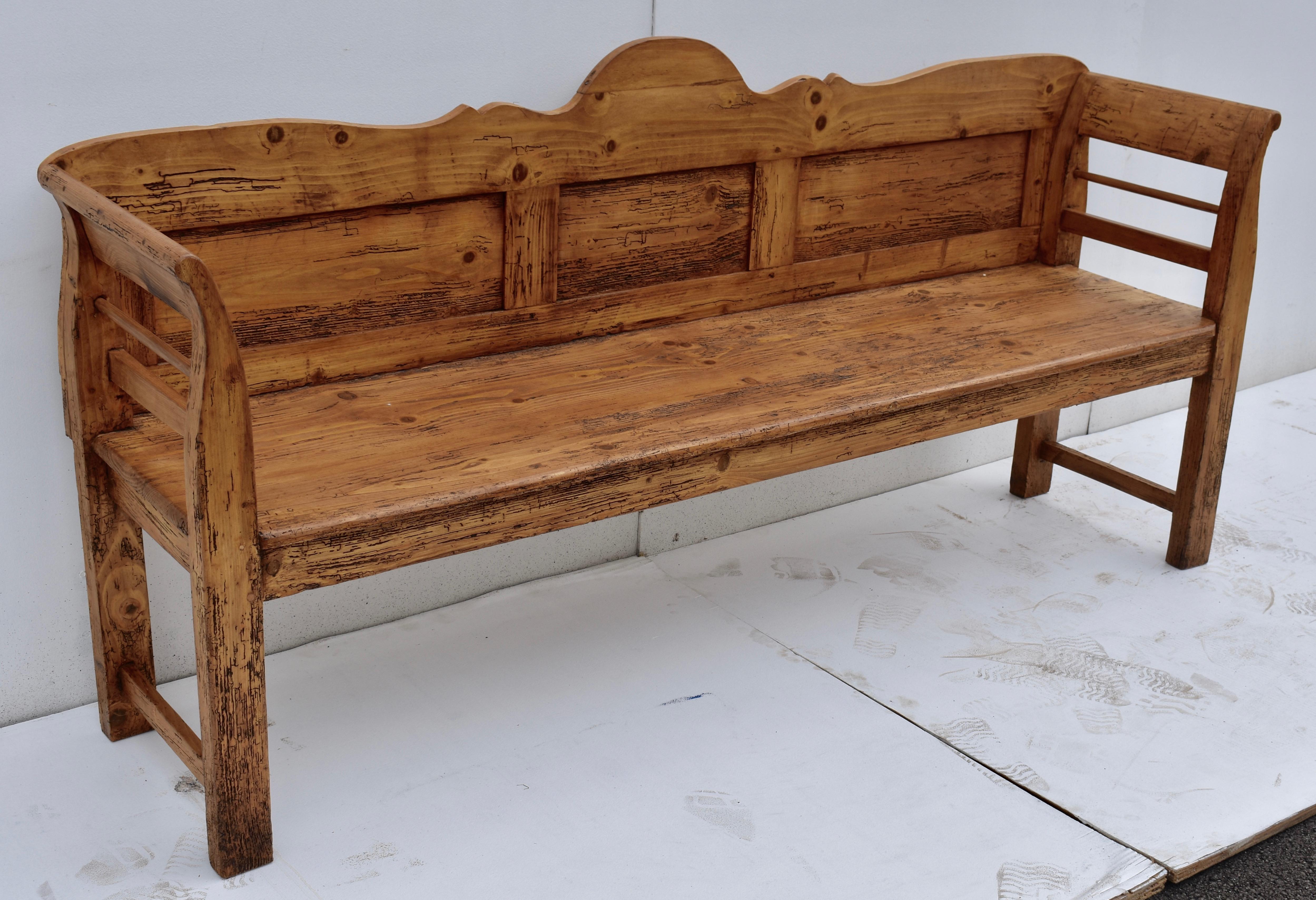 Pine Camel Back Bench or Settle at 1stDibs