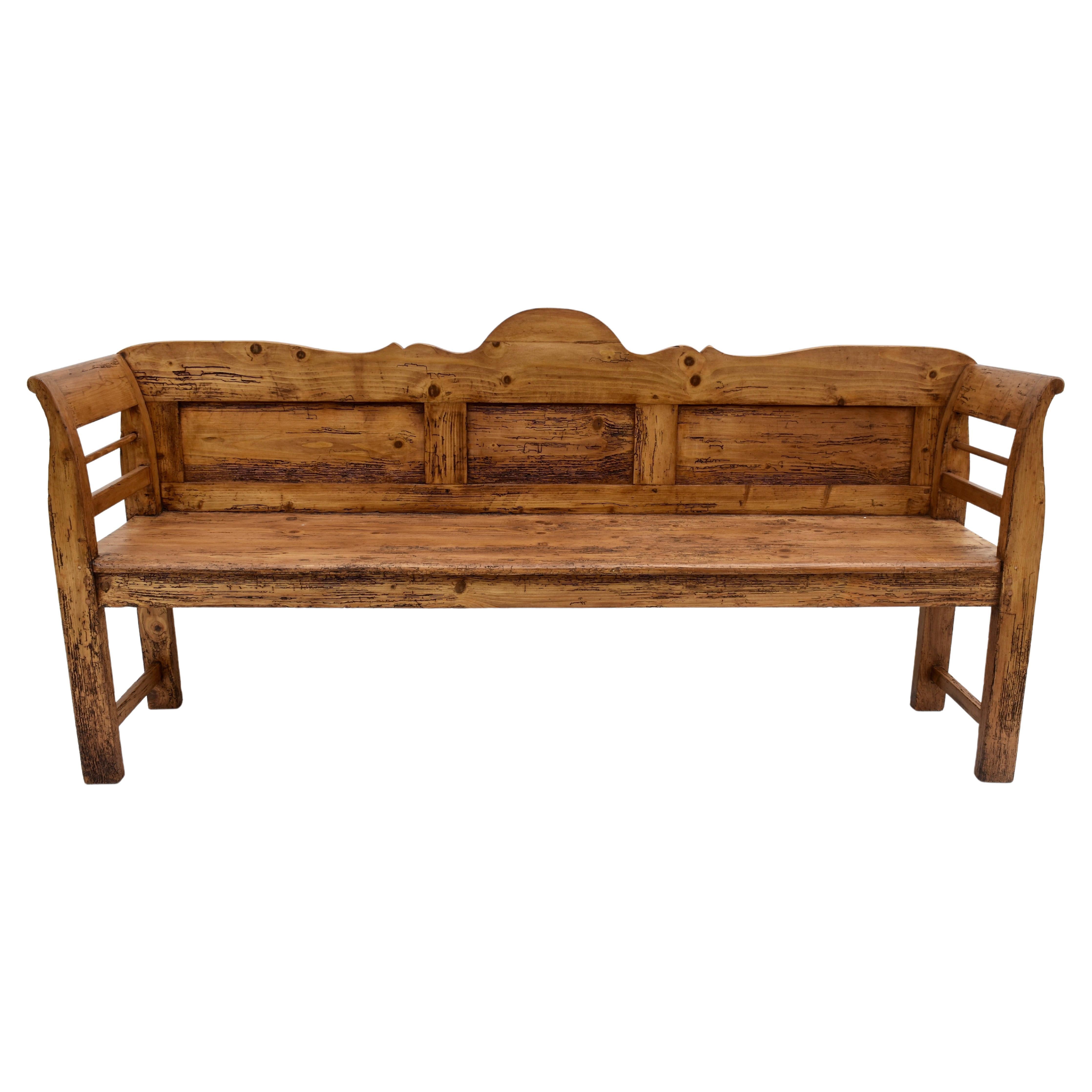 Antique Pine Settle, Hall Bench at 1stDibs