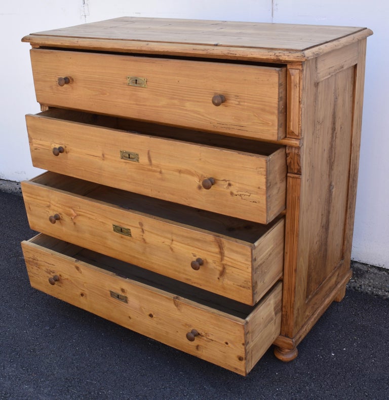 Pine Chest of Four Drawers For Sale at 1stDibs