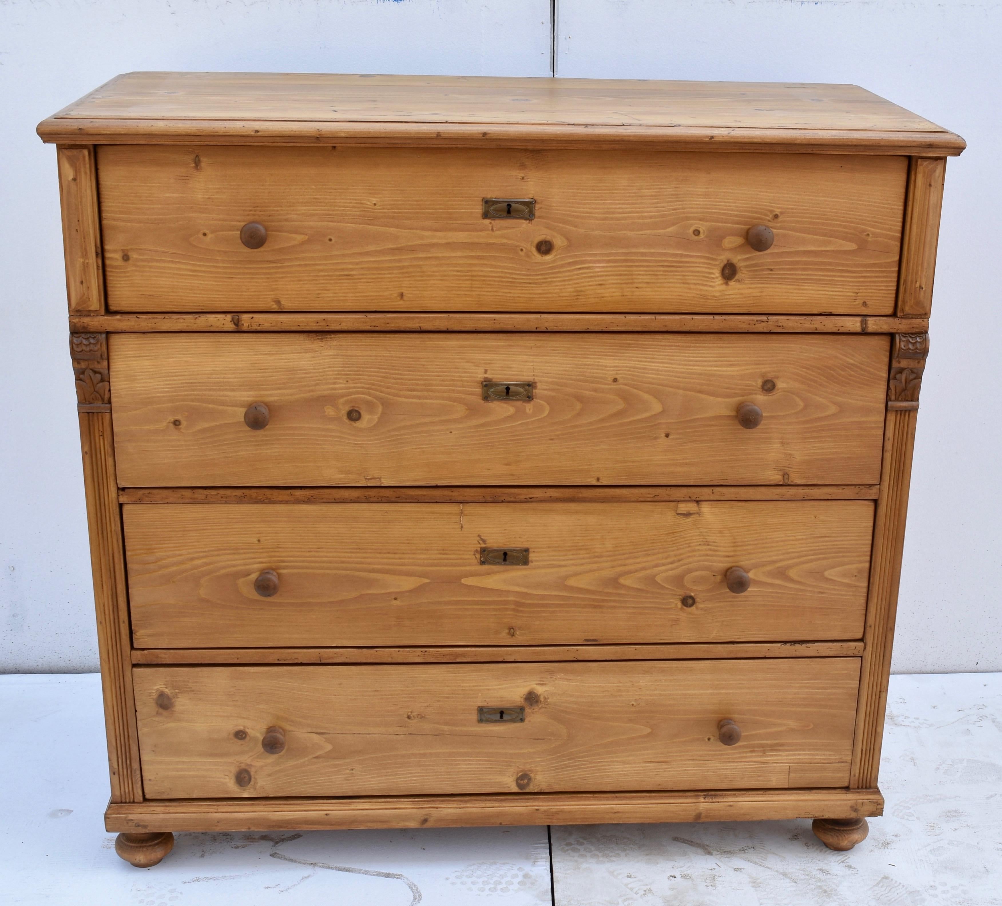Pine Chest of Four Drawers at 1stDibs