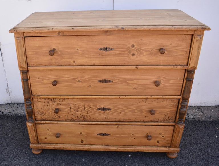 Pine Chest of Four Drawers For Sale at 1stDibs