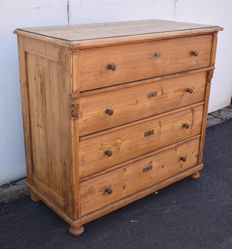 Pine Chest of Four Drawers For Sale at 1stDibs