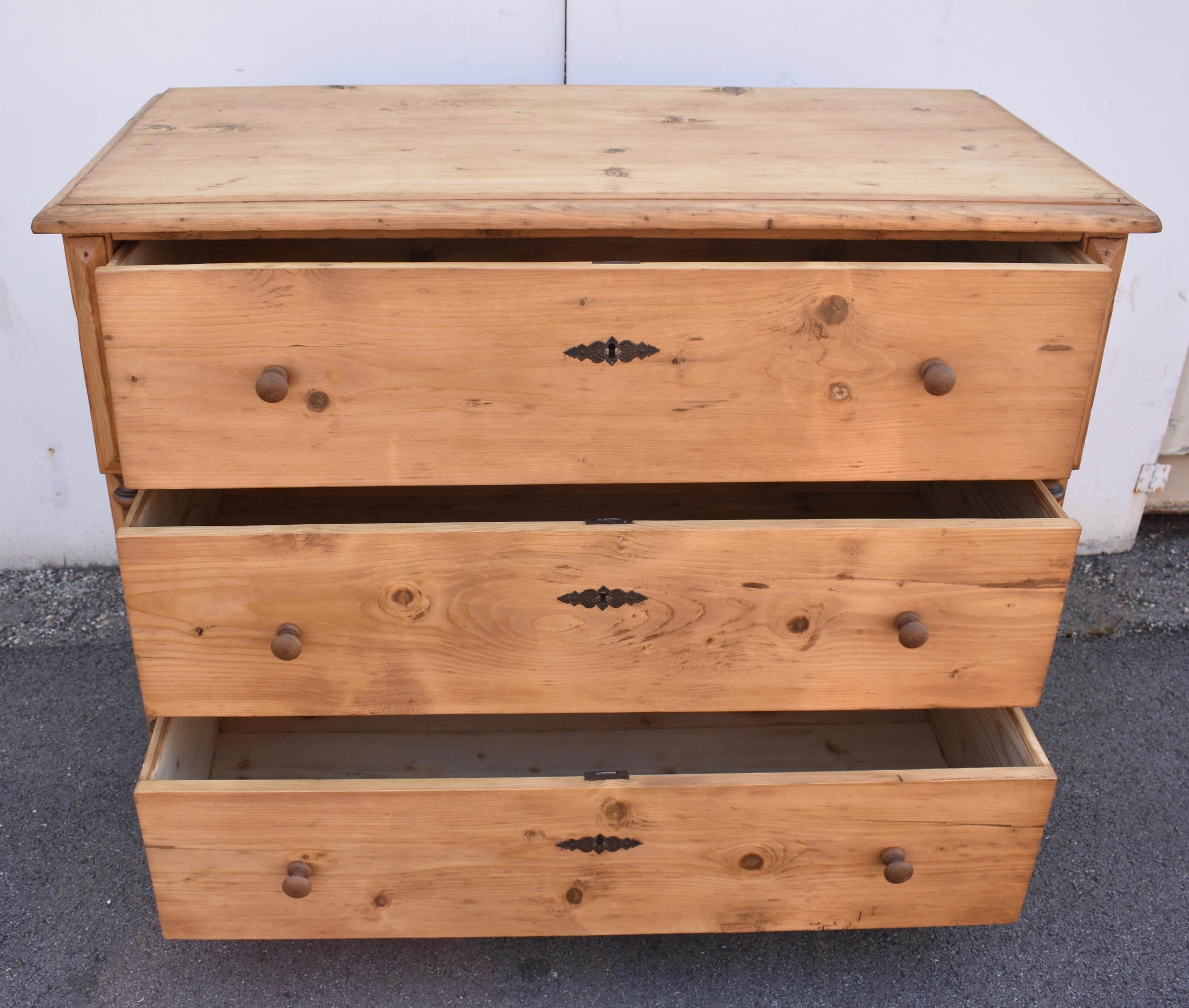 Pine Chest of Three Drawers at 1stDibs