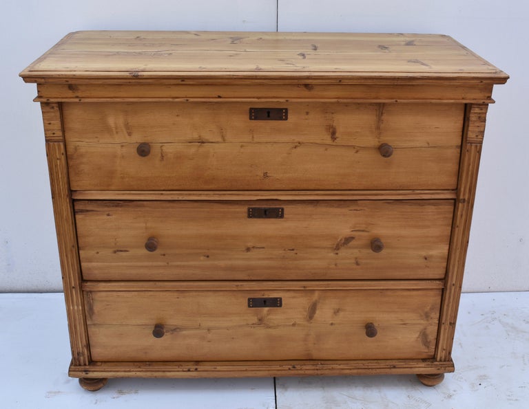 Pine Chest of Three Drawers at 1stDibs
