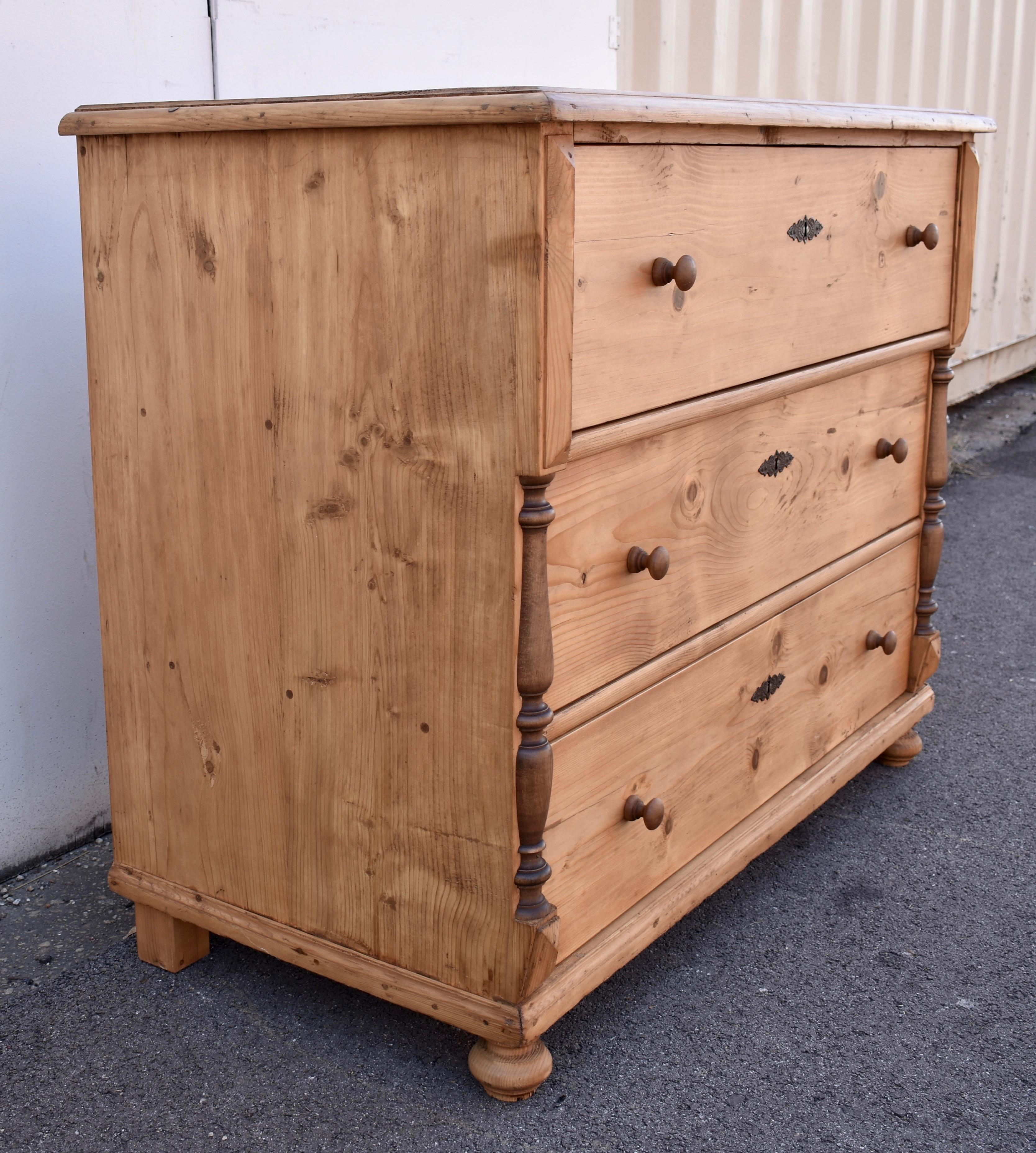 Pine Chest of Three Drawers at 1stDibs